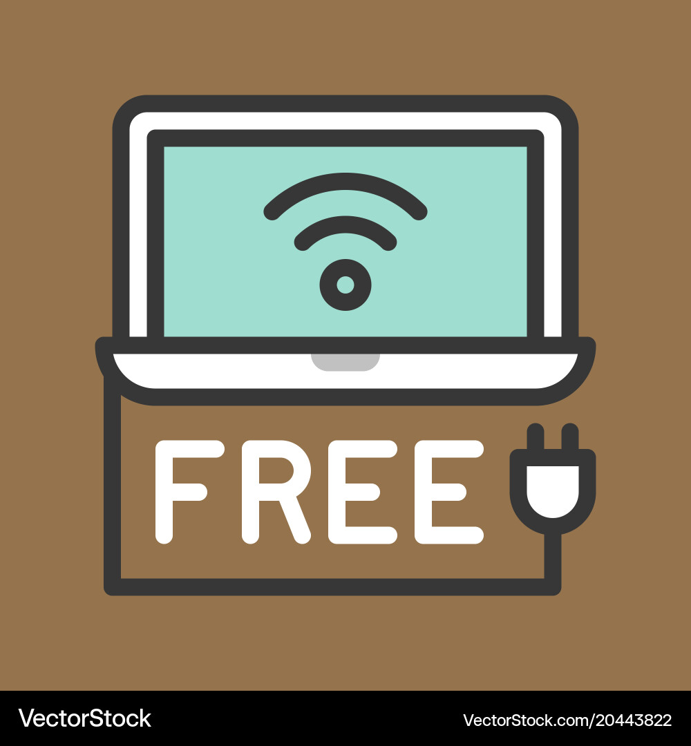 Free wifi and charging service flat design Vector Image