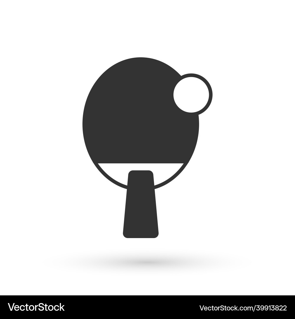 Grey racket for playing table tennis icon isolated