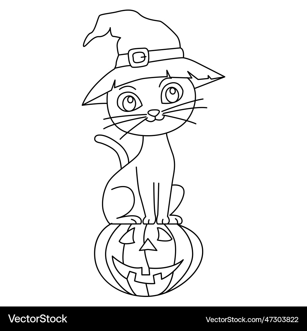 Halloween cartoon coloring page Royalty Free Vector Image