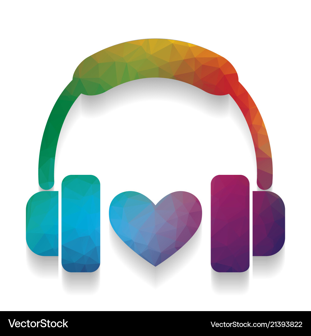 Headphones with heart colorful icon Royalty Free Vector