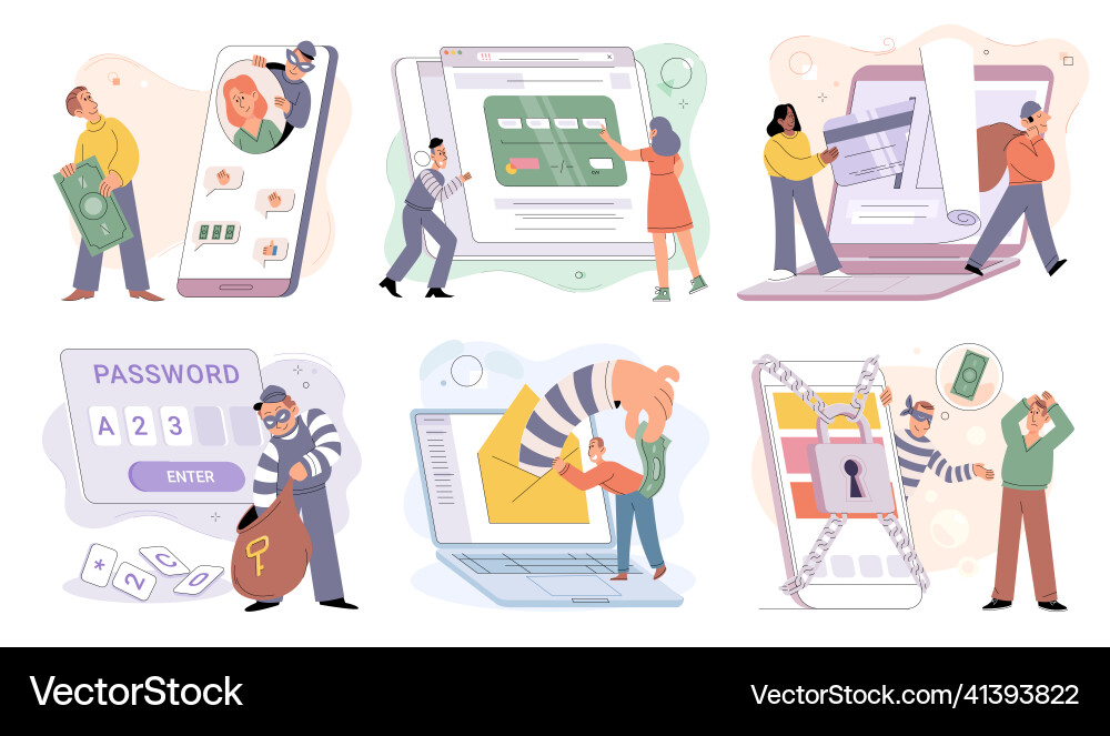 Internet fraud and scam concept online hackers Vector Image