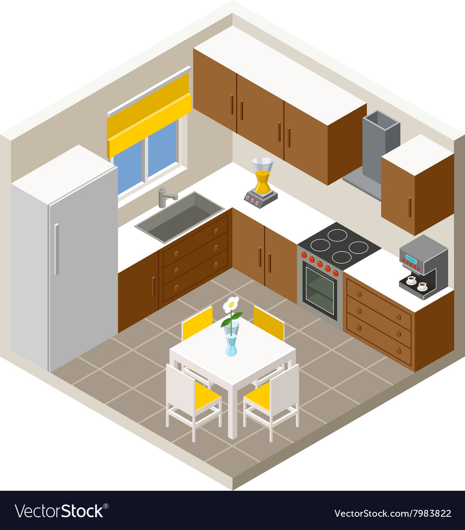 Isometric kitchen Royalty Free Vector Image - VectorStock