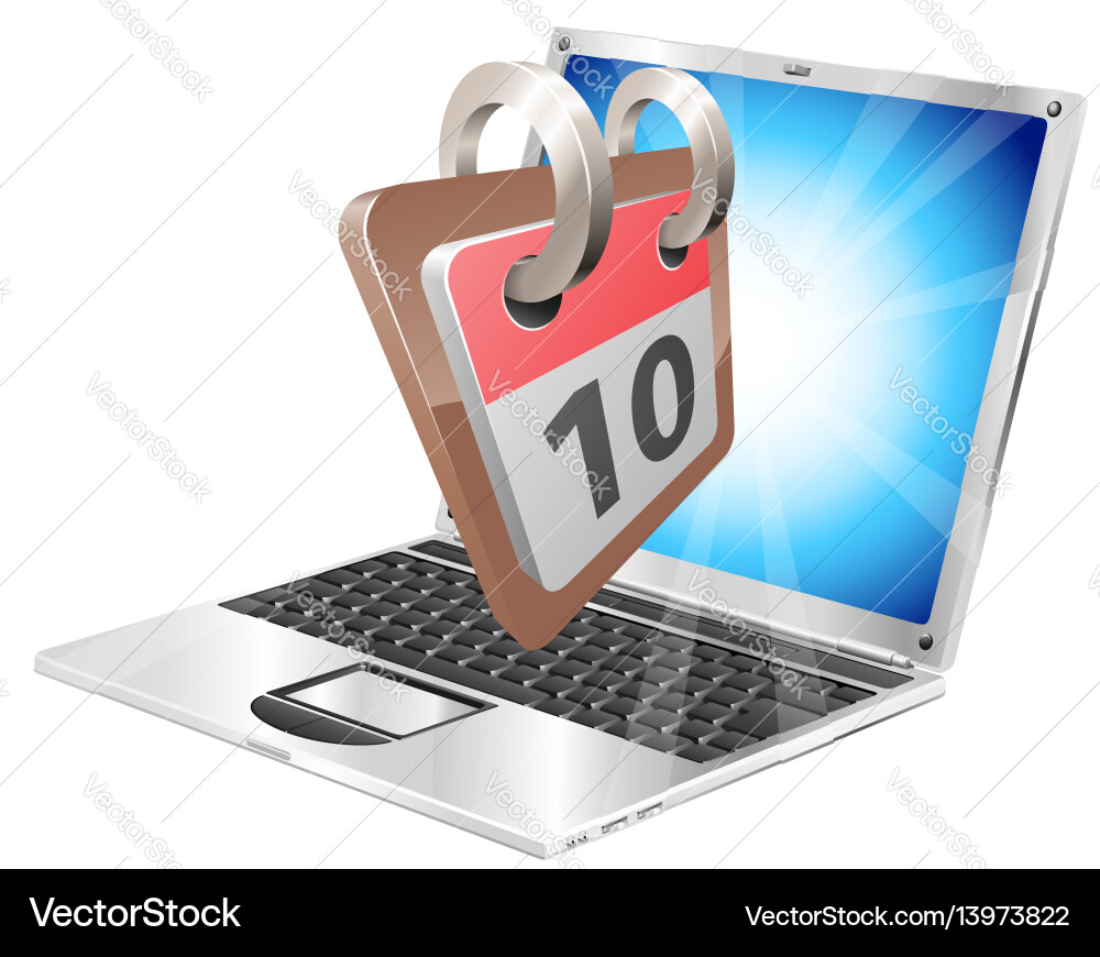 Laptop desk calendar concept Royalty Free Vector Image