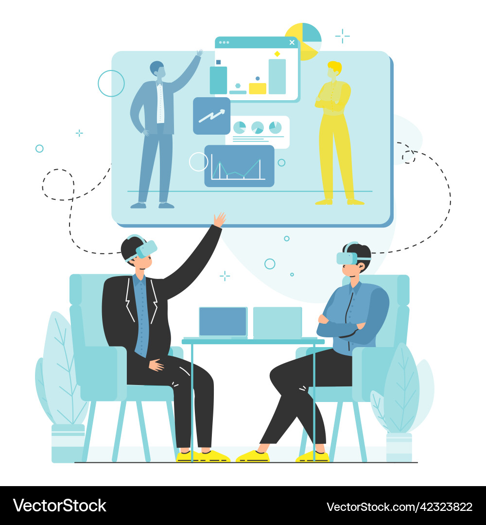 Meta verse business team virtual meeting Vector Image