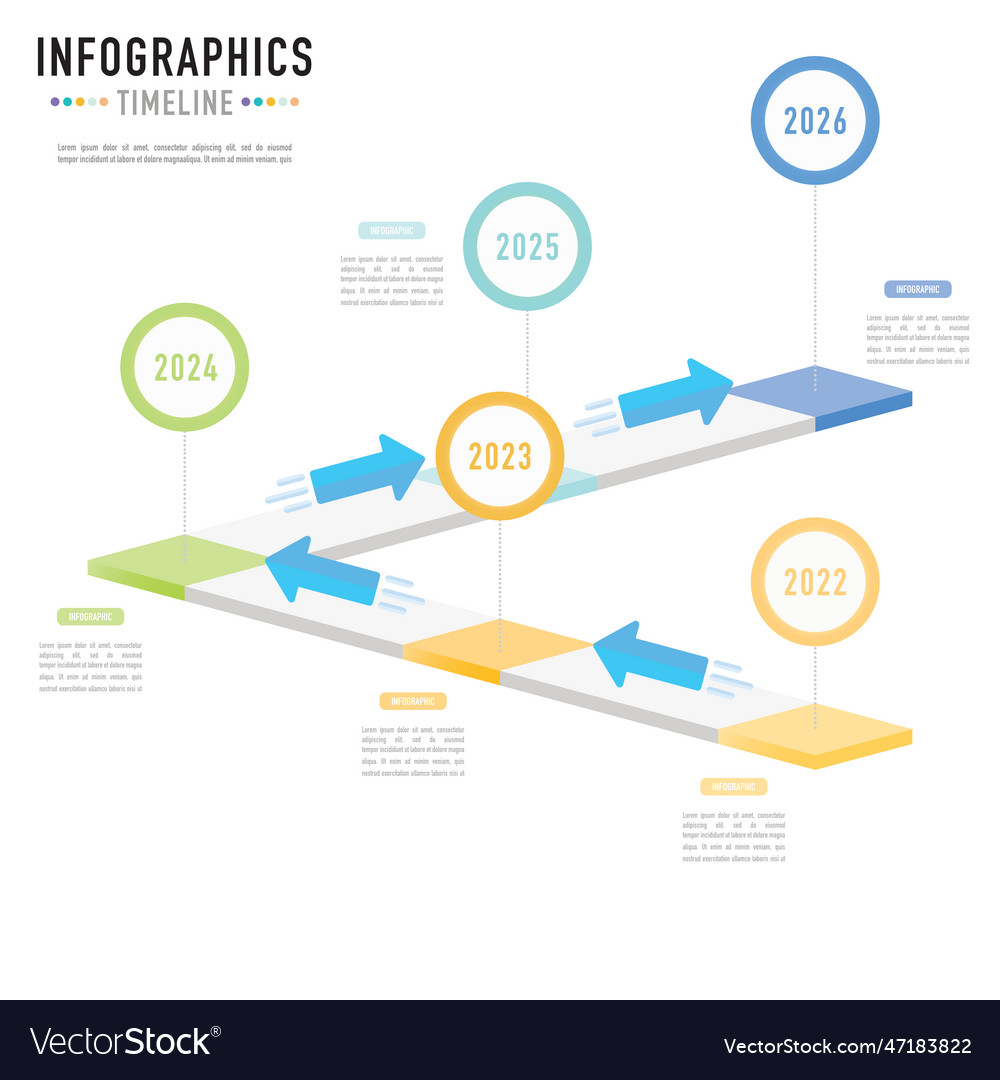 Rectangular circular roadmap isometric infographic
