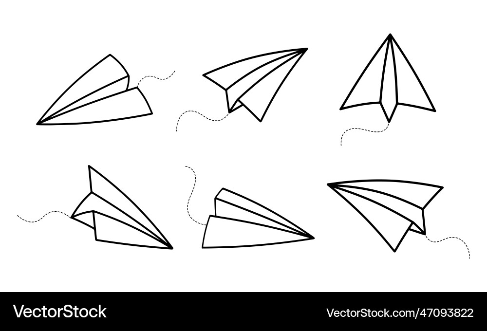 Set of hand drawn paper plane Royalty Free Vector Image