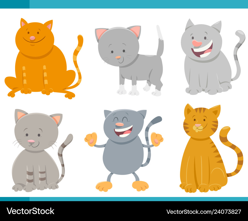 Cats and kittens cartoon characters set Royalty Free Vector