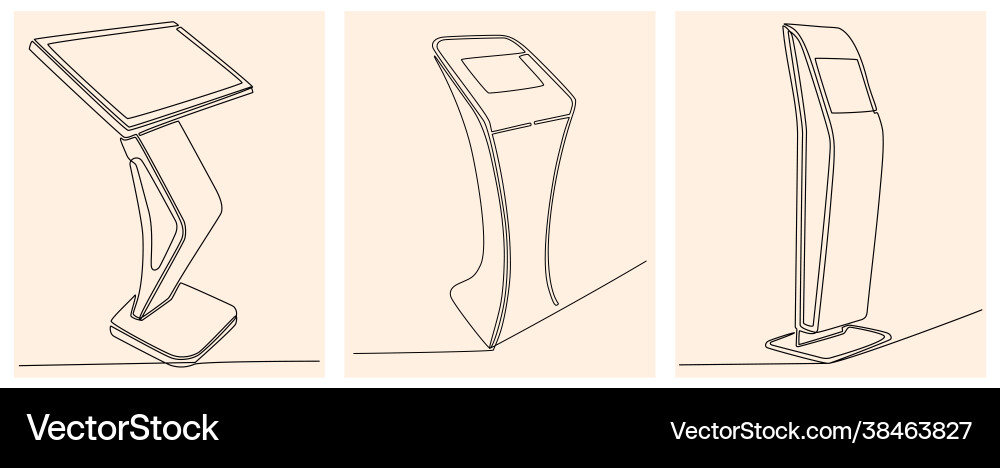 Continuous line drawing information kiosk Vector Image