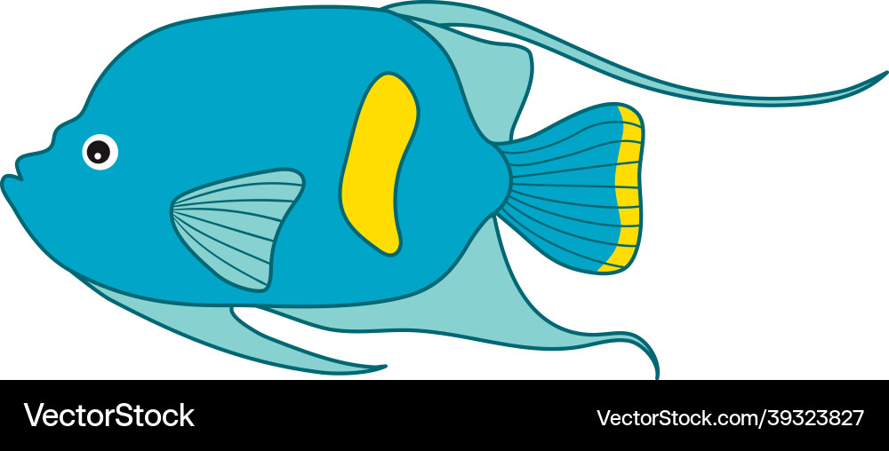 Cute isolated tropical turquoise fish Royalty Free Vector