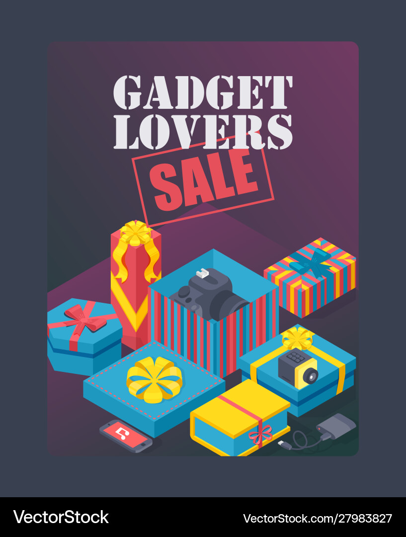 Gadget lovers sale poster Royalty Free Vector Image