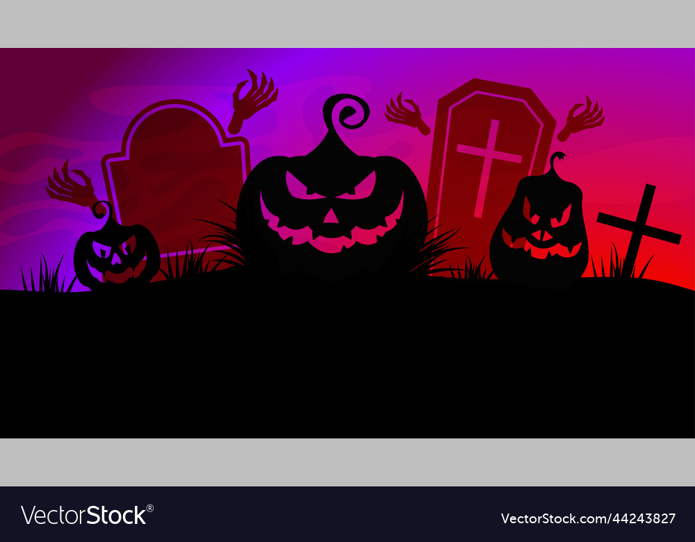 Halloween landscape background scary graveyard Vector Image