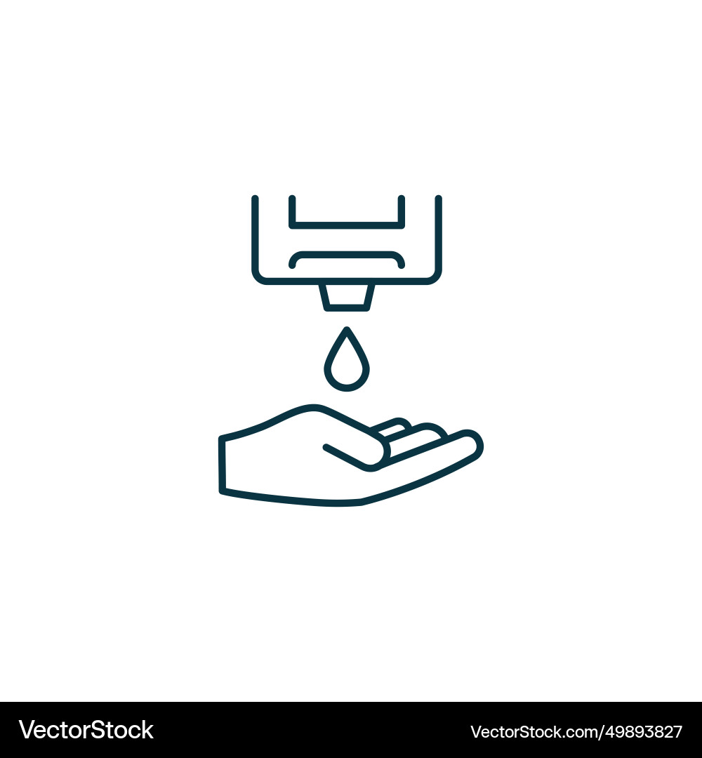 Hand sanitizer dispenser line icon soap drop Vector Image