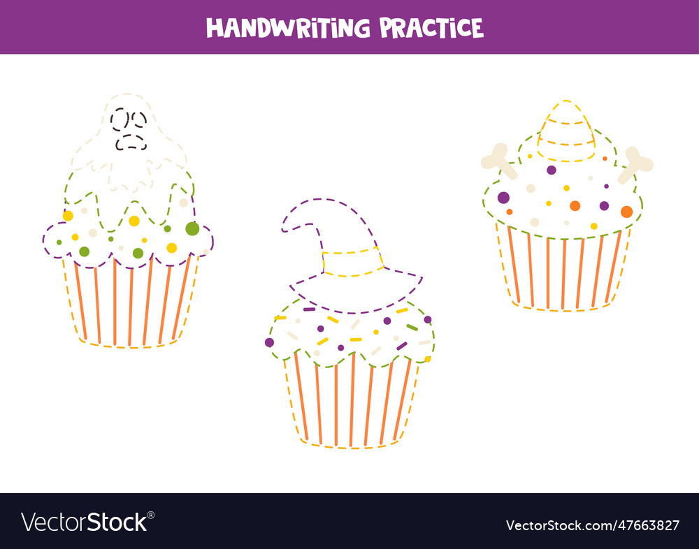 Handwriting practice with cartoon halloween Vector Image