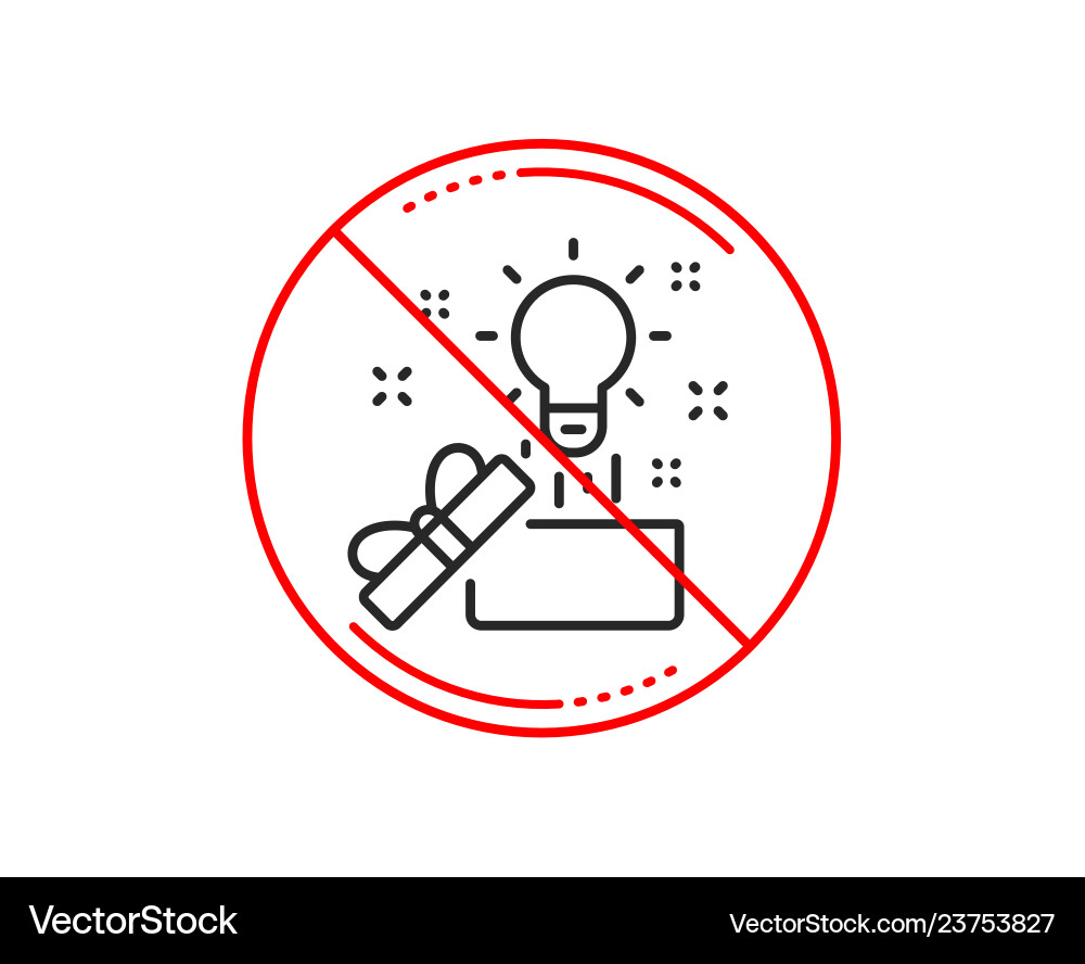 No or stop sign out box line icon creativity Vector Image