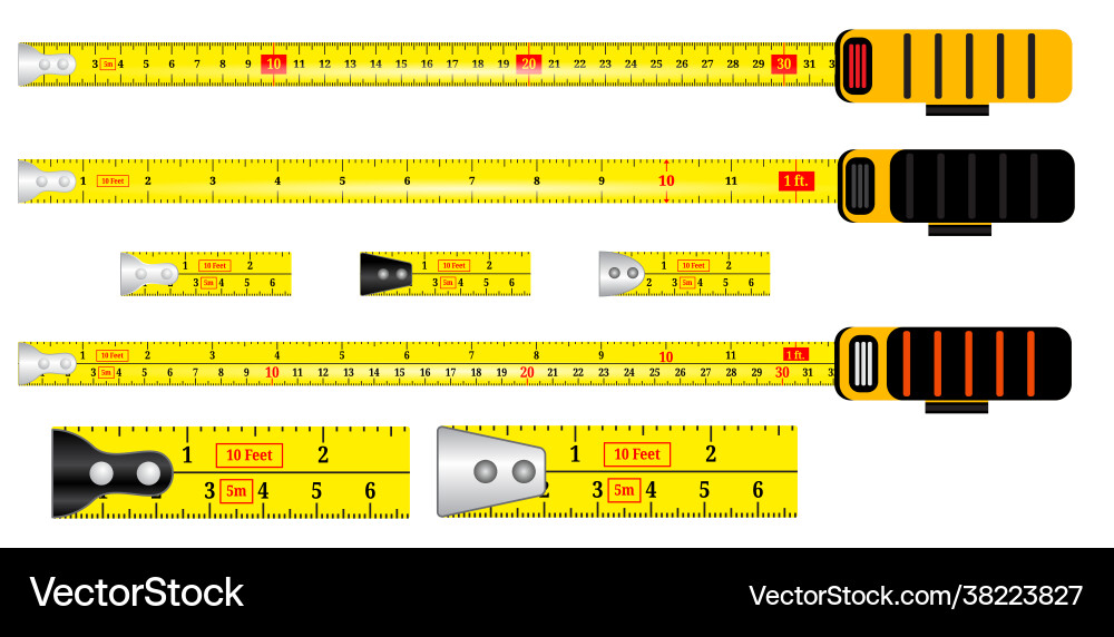 Realistic yellow tape measure Royalty Free Vector Image