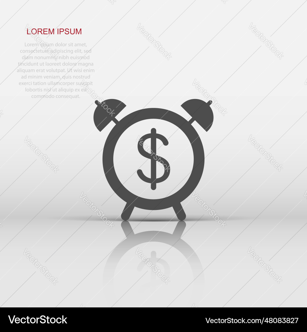 Time is money icon in flat style clock Royalty Free Vector