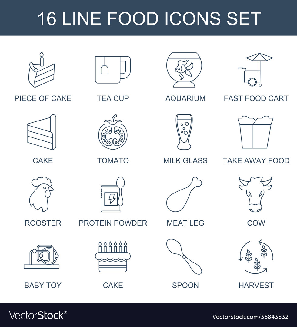 16 food icons Royalty Free Vector Image - VectorStock