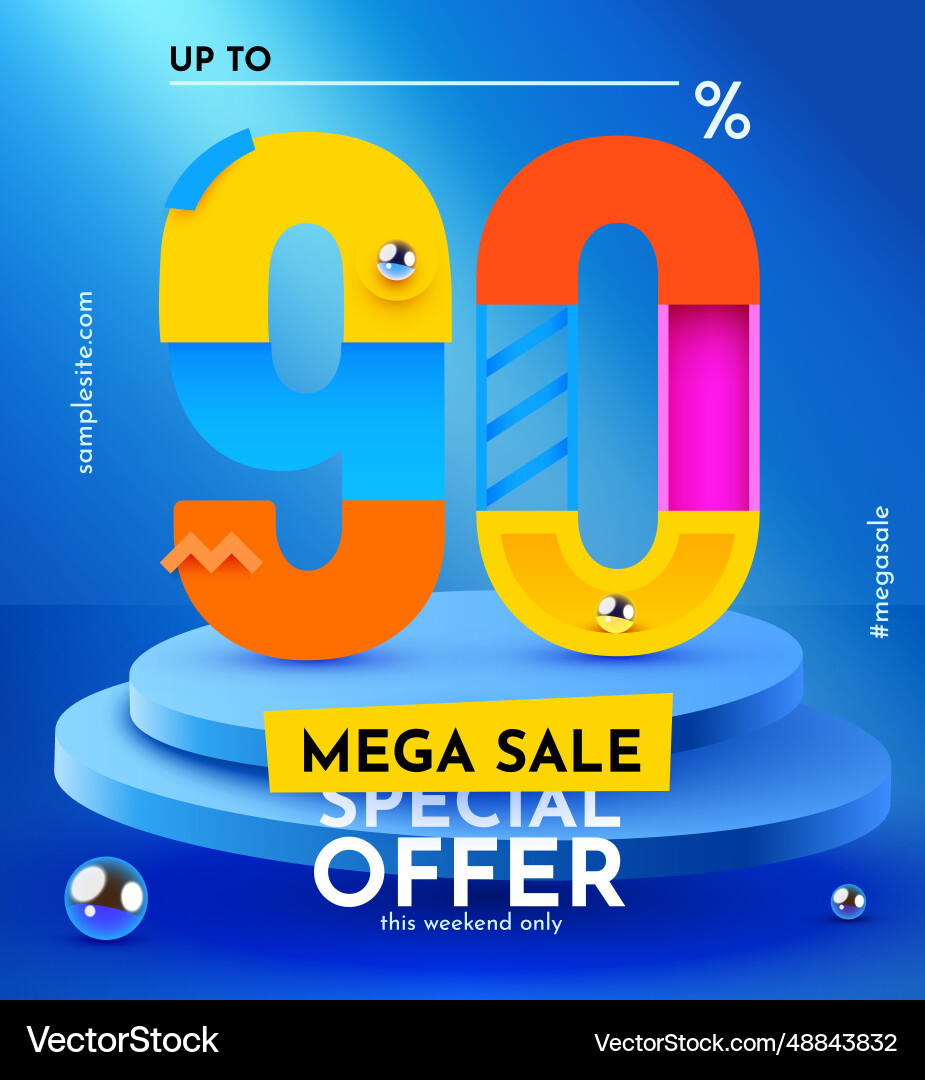 90 percent off discount creative composition sale Vector Image