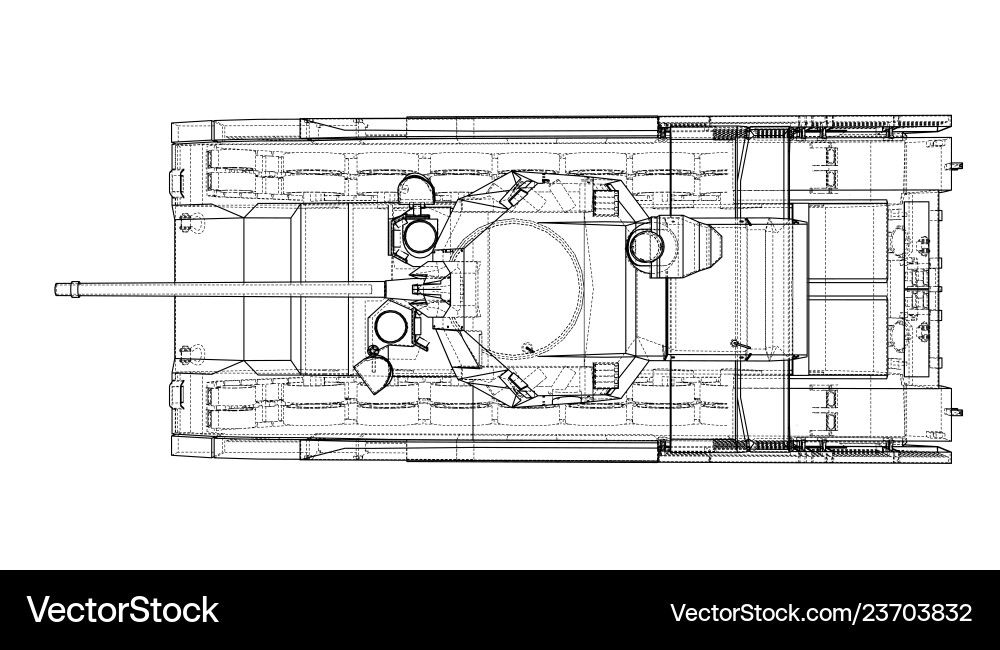 Blueprint of realistic tank Royalty Free Vector Image