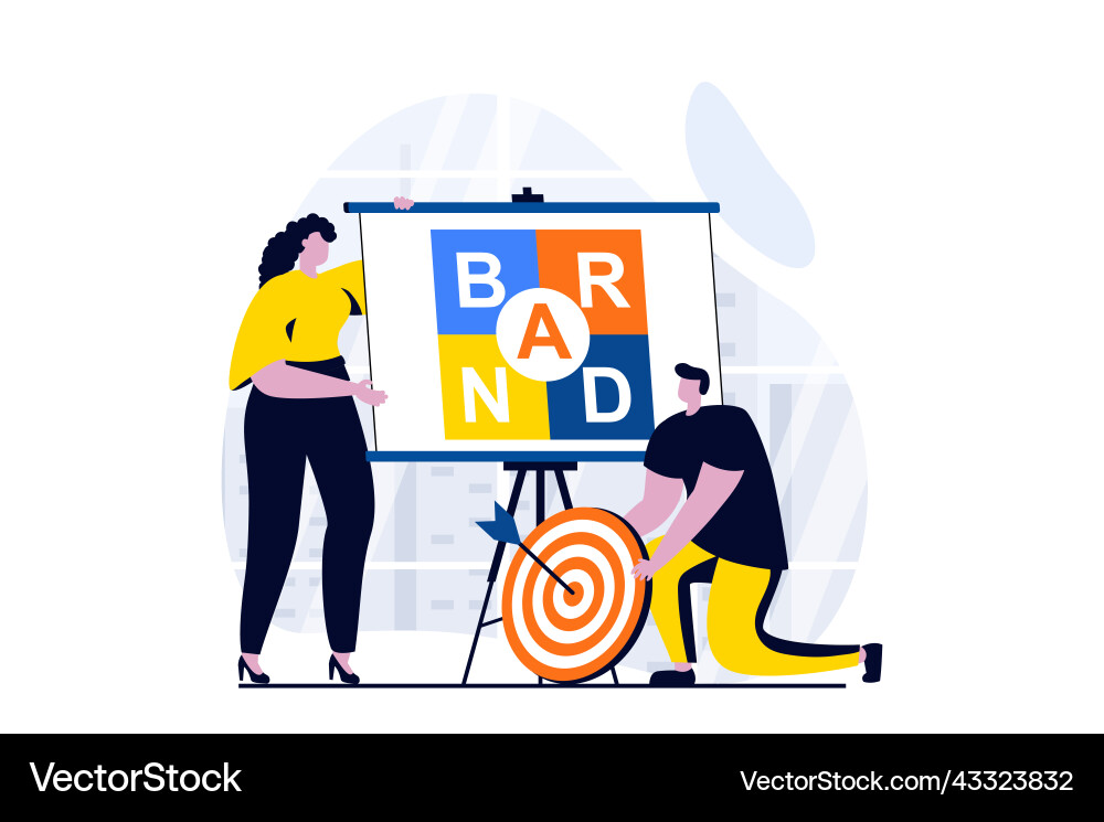 Branding team concept with people scene in flat Vector Image