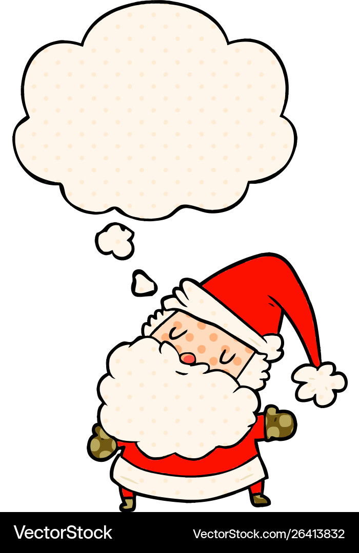 Cartoon santa claus and thought bubble in comic Vector Image