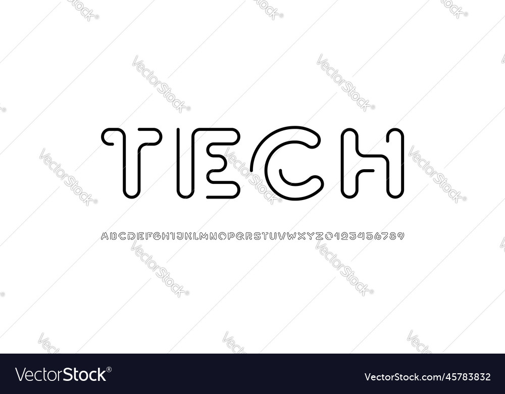 Digital alphabet font from segment rounded line Vector Image