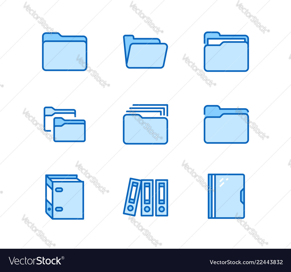 Folder flat line icons document file Royalty Free Vector