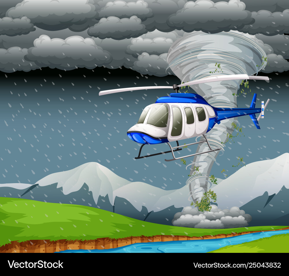 Helicopter flying in bad weather Royalty Free Vector Image