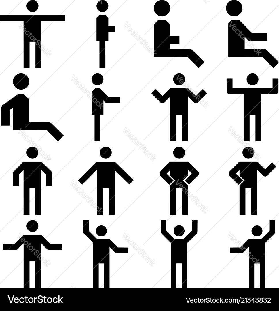 Image set of posture people icons Royalty Free Vector Image