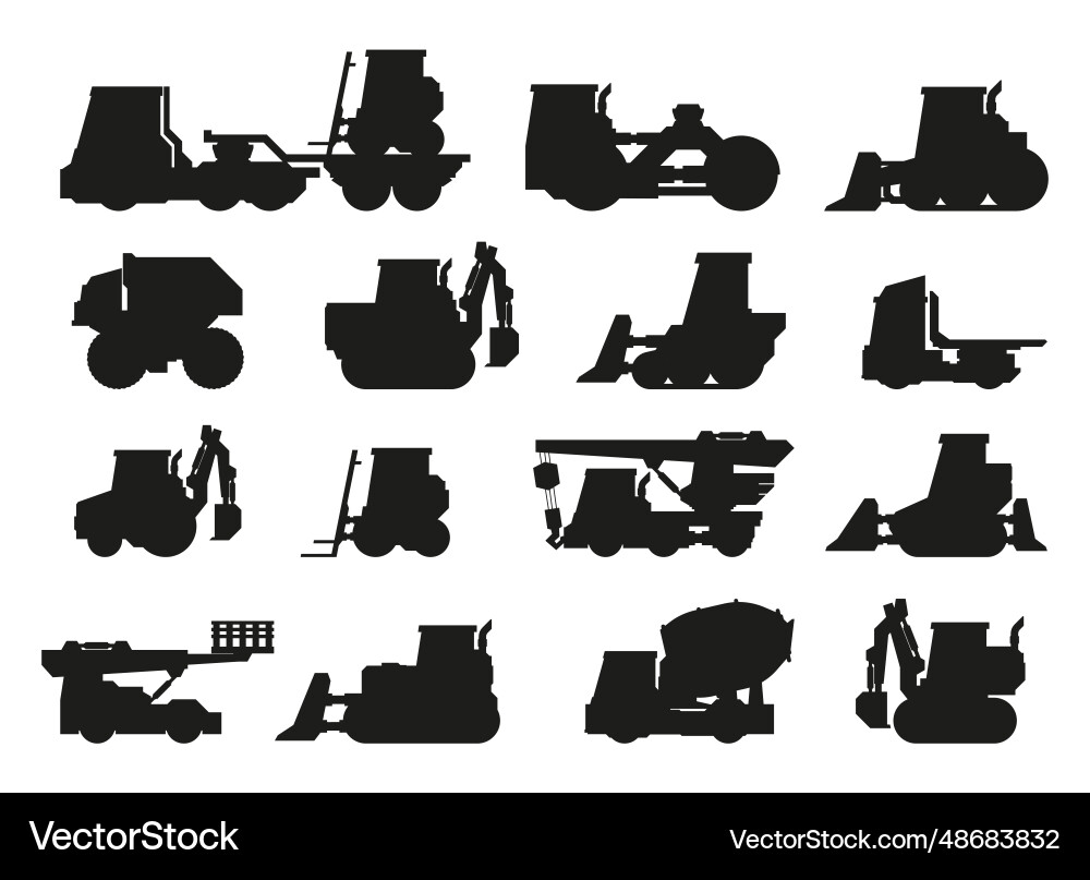 Industrial vehicles silhouettes heavy Royalty Free Vector
