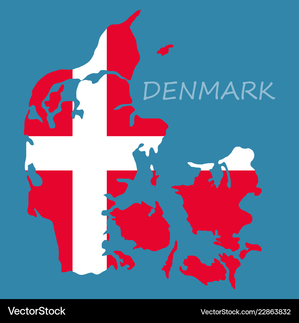 Map of denmark filled with flag the state Vector Image
