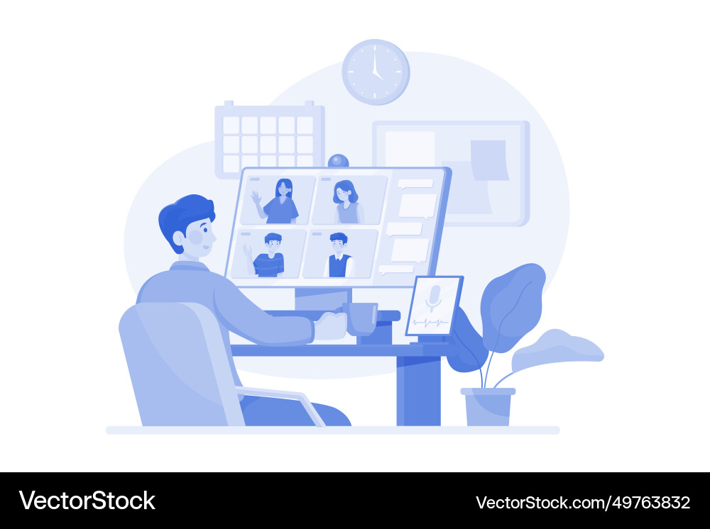 Online conference meeting concept on white Vector Image