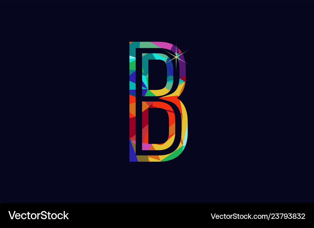 Rainbow colored alphabet letter b logo company Vector Image