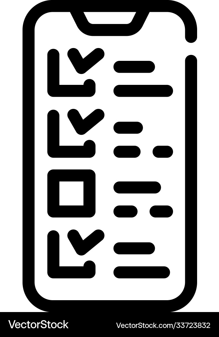 Reviews on phone screen line icon Royalty Free Vector Image