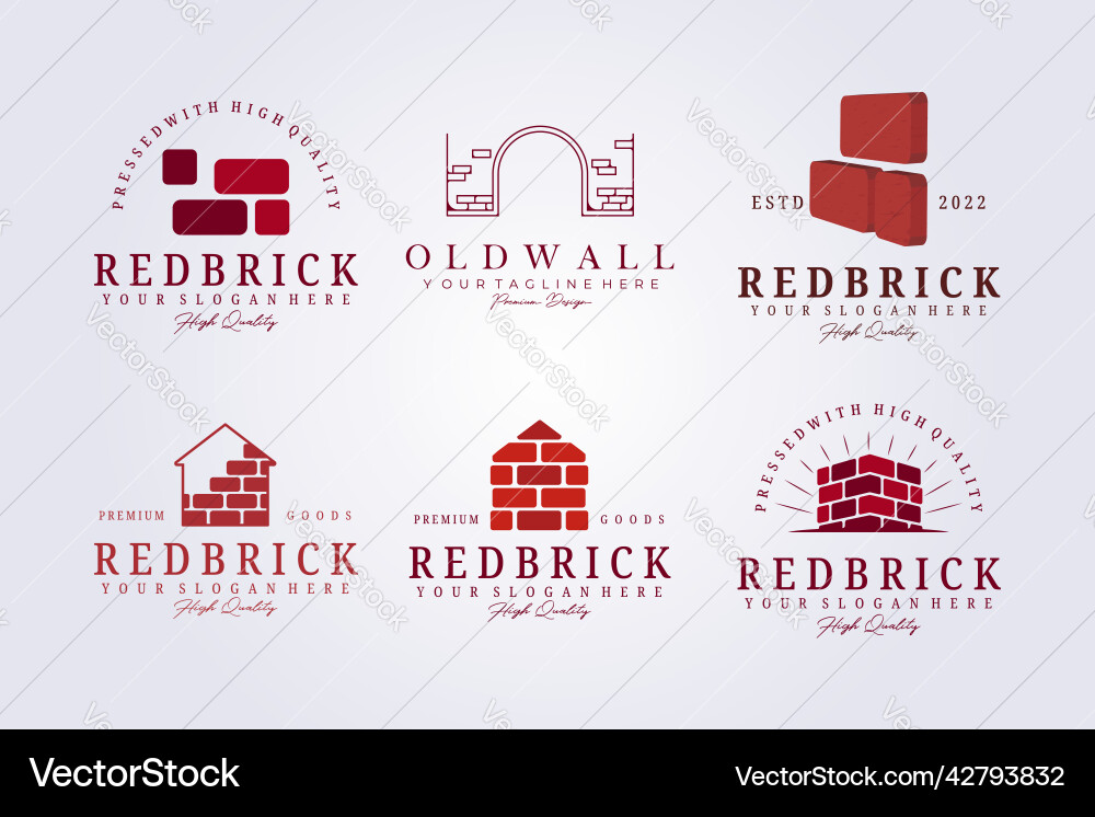 Set of brick wall bricklayer logo icon label Vector Image