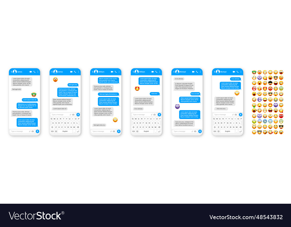 Smartphone messaging app user interface design Vector Image