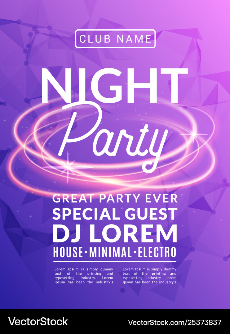 Abstract disco dance night party poster brochure Vector Image