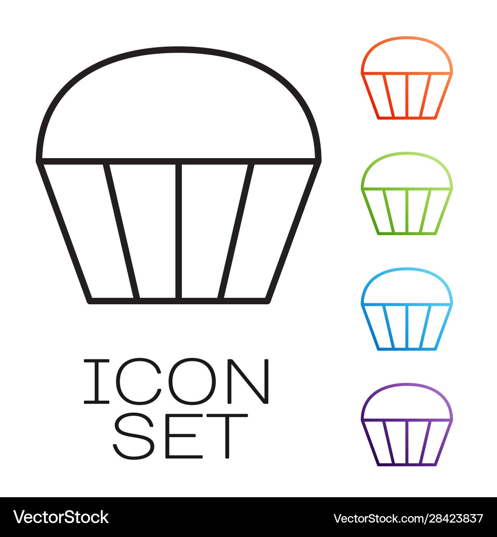 Black line muffin icon isolated on white Vector Image