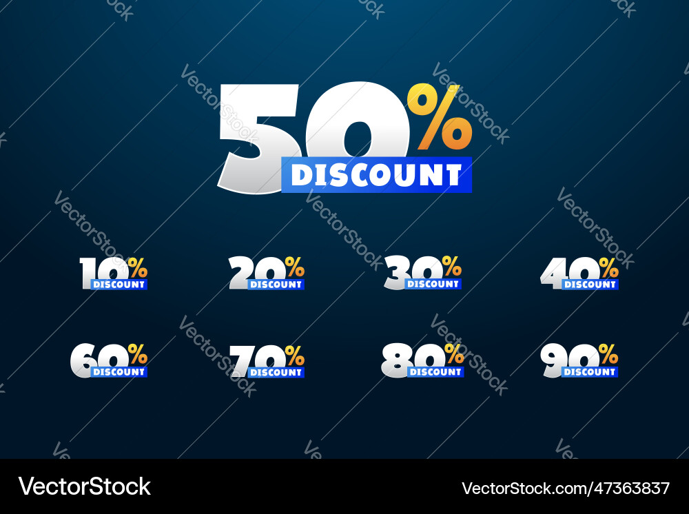 Discount numbers set design for business Vector Image
