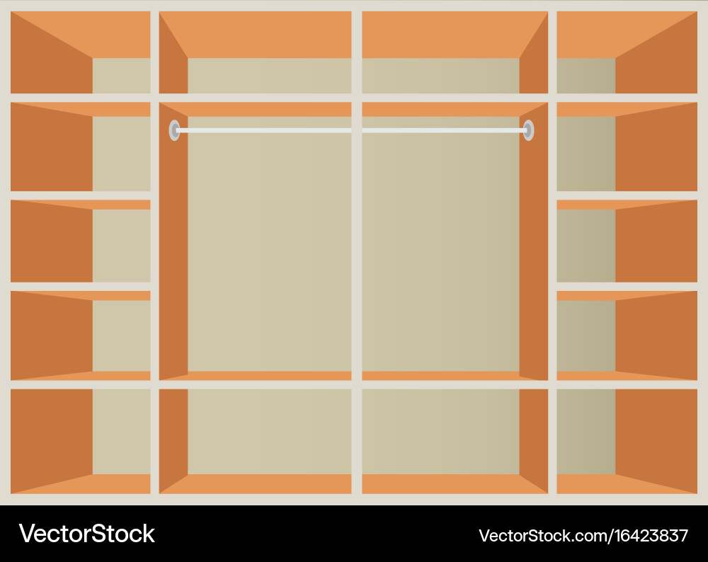 Flat design walk in closet with shelves interior Vector Image