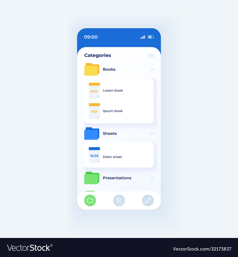 Folder catalog for work smartphone interface Vector Image