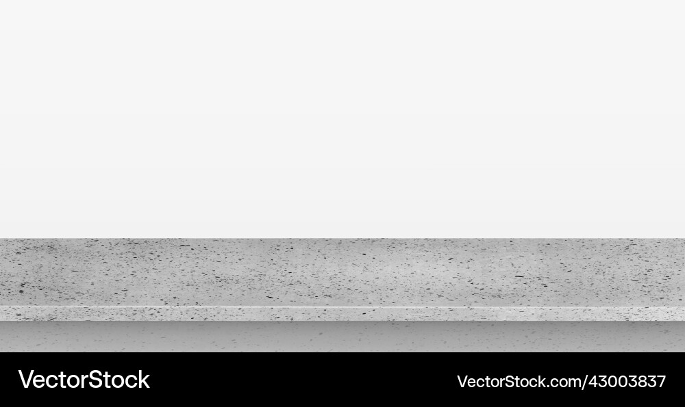 Gray concrete stone countertop on white panoramic Vector Image