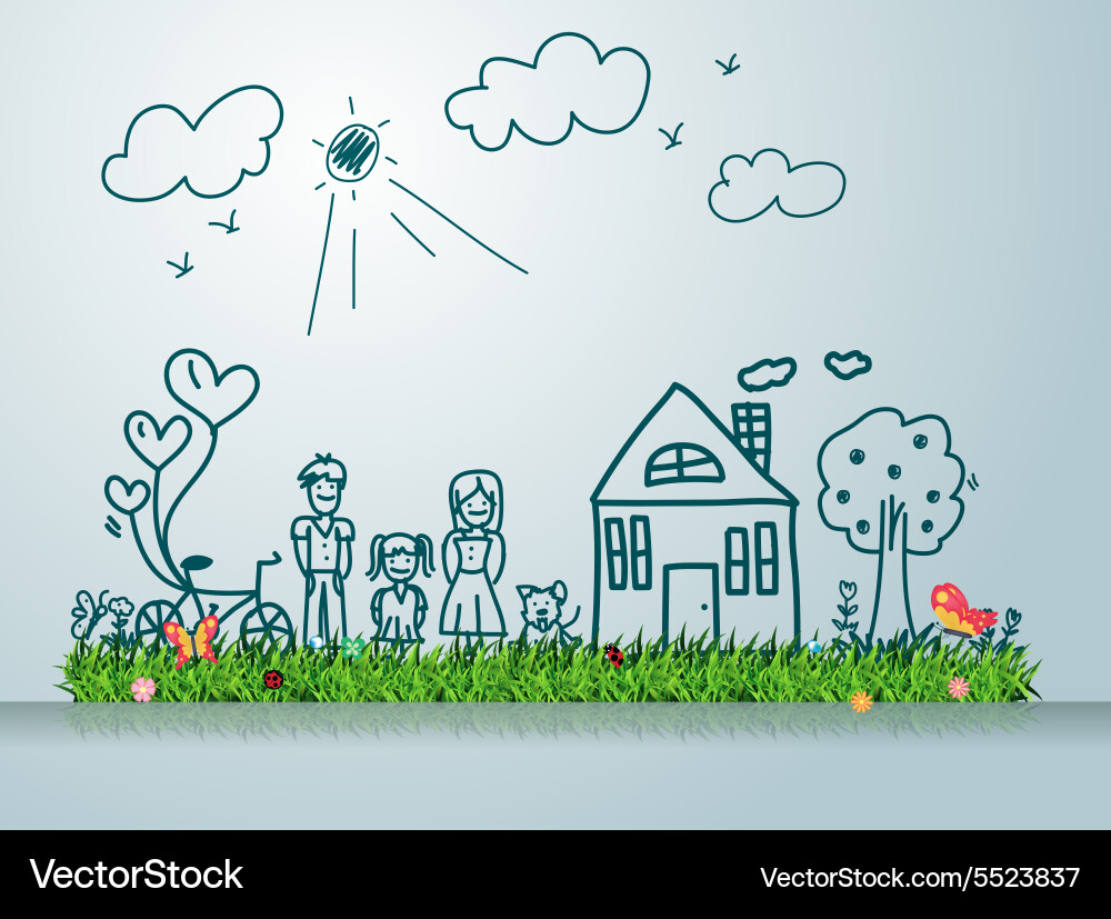 Happy family with house Royalty Free Vector Image
