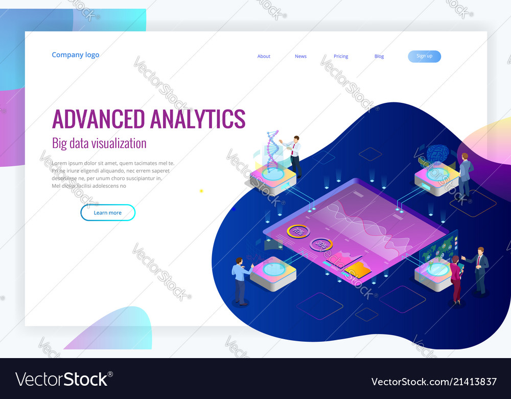 Isometric big data network visualization advanced Vector Image Isometric big data network visualization advanced Vector Image