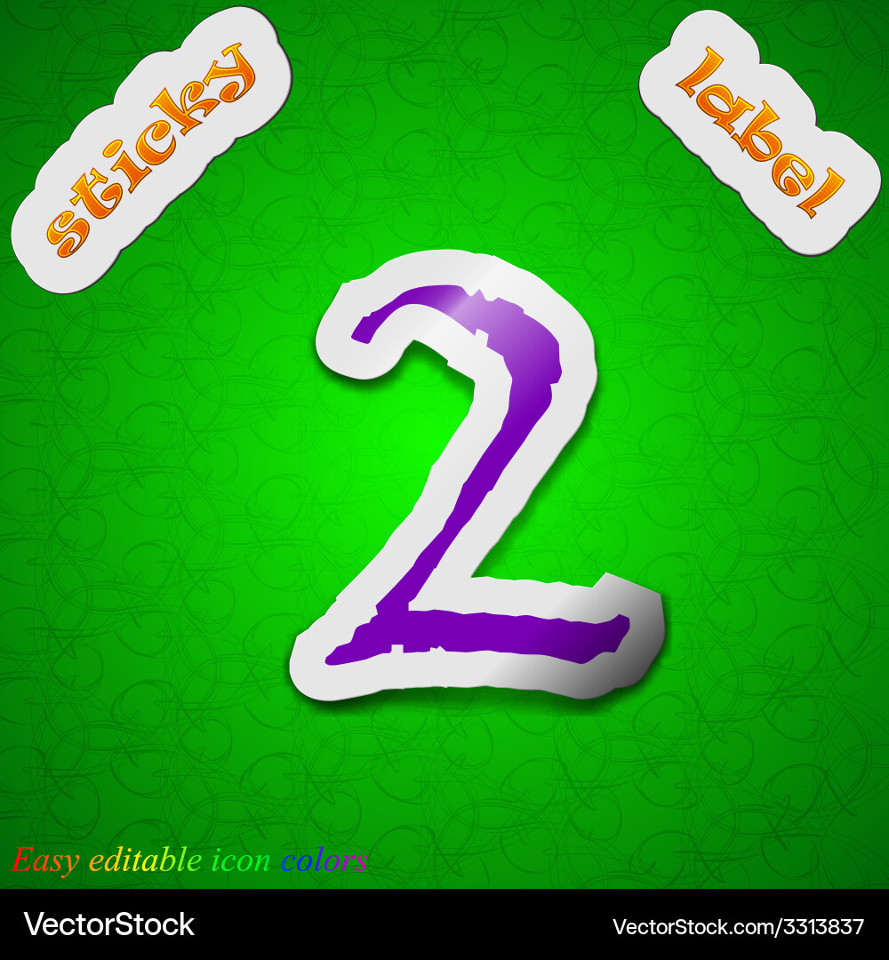 Number two icon sign symbol chic colored sticky Vector Image