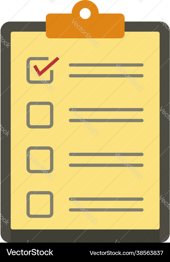 Paper checklist icon flat isolated Royalty Free Vector Image