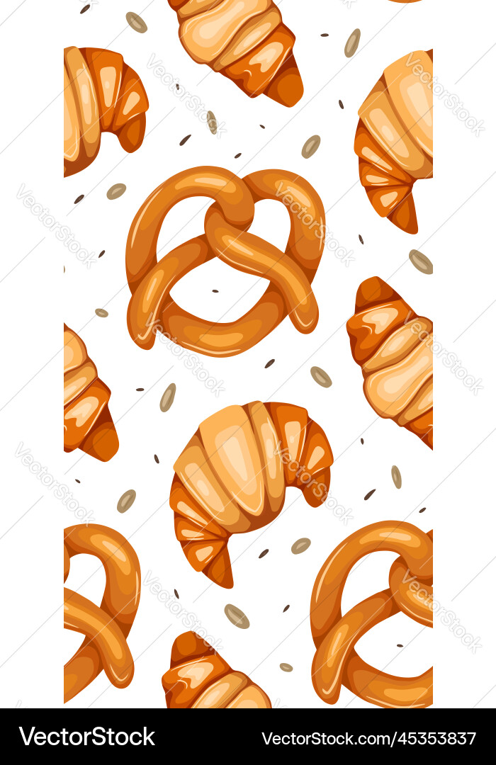 Seamless pattern with pretzels and croissants Vector Image