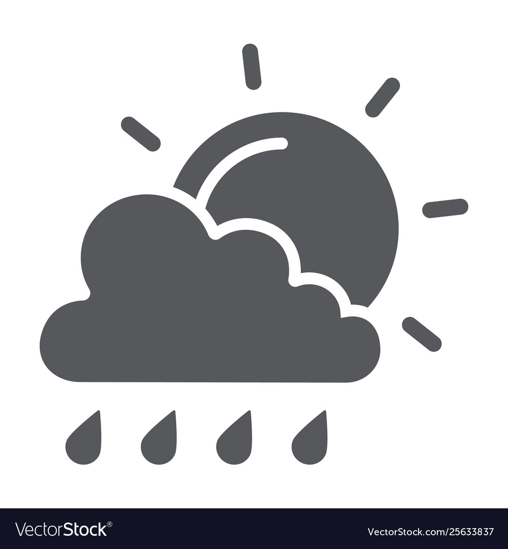Sun and rain glyph icon weather forecast Vector Image Sun and rain glyph icon weather forecast Vector Image
