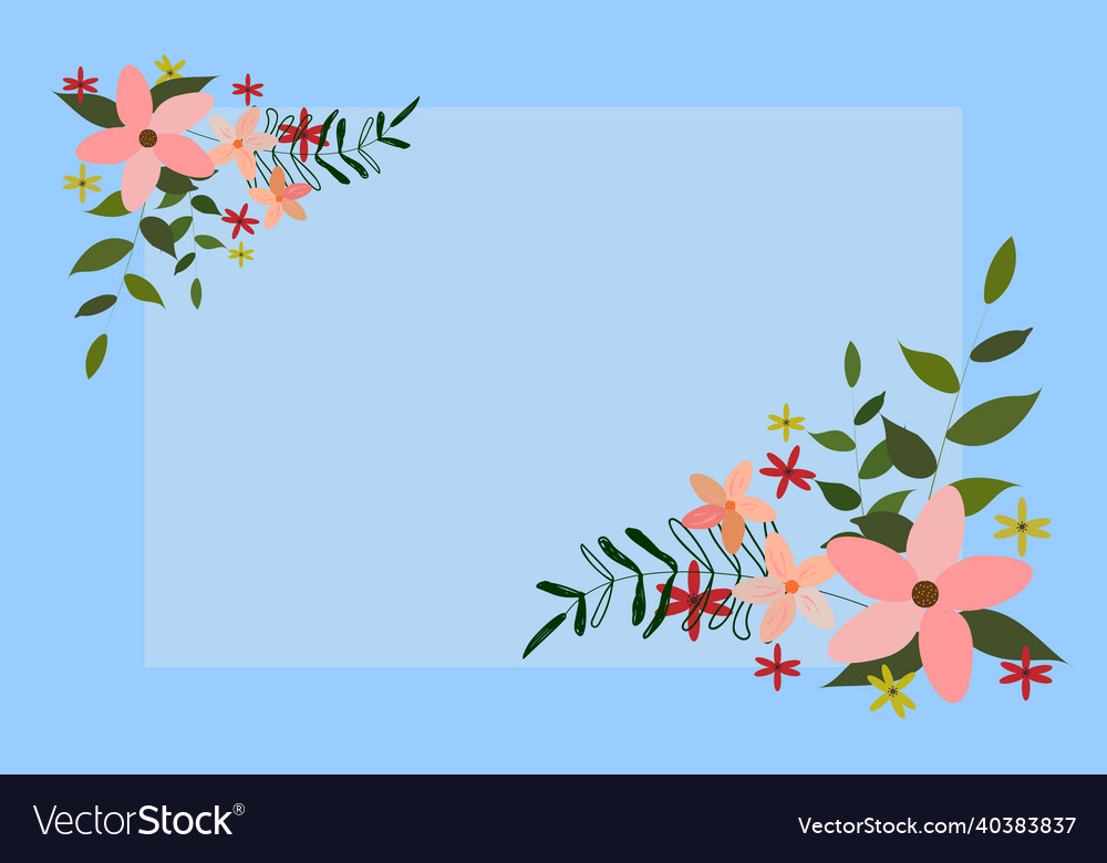 Text frame surrounded with assorted flowers Vector Image