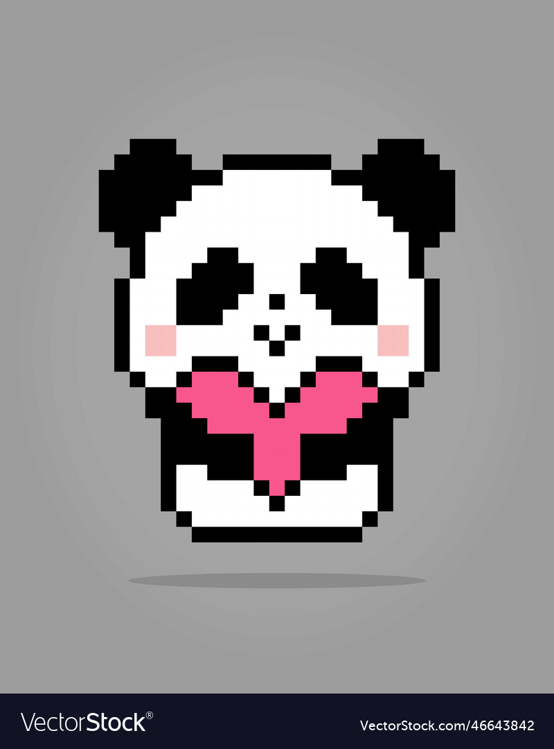8 bit pixels panda holding love pixel animals Vector Image